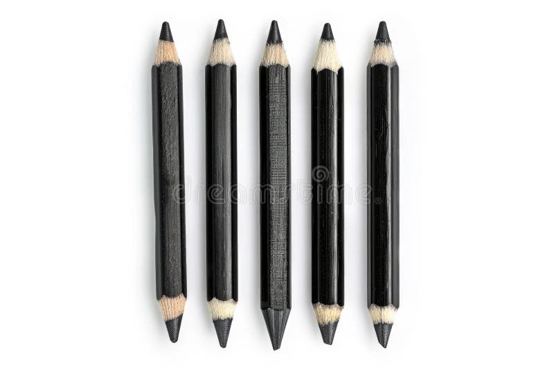 Three Black Pencils Sit Side by Side on a Desk, Ready for Use Stock ...