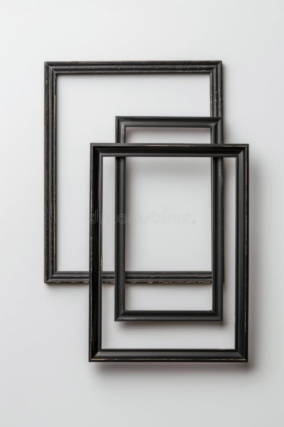 Three Black Picture Frames Hanging on a White Wall, Suitable for ...