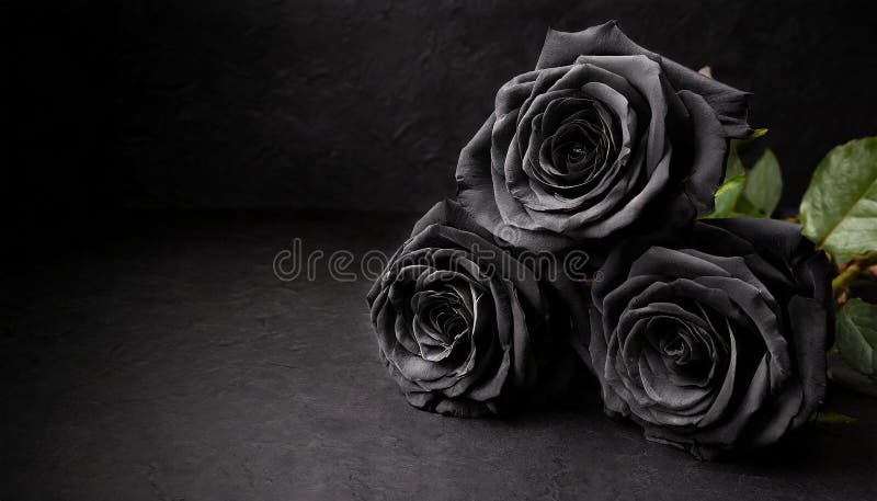 Three Black Roses on the Dark Gray Background. Stock Illustration ...