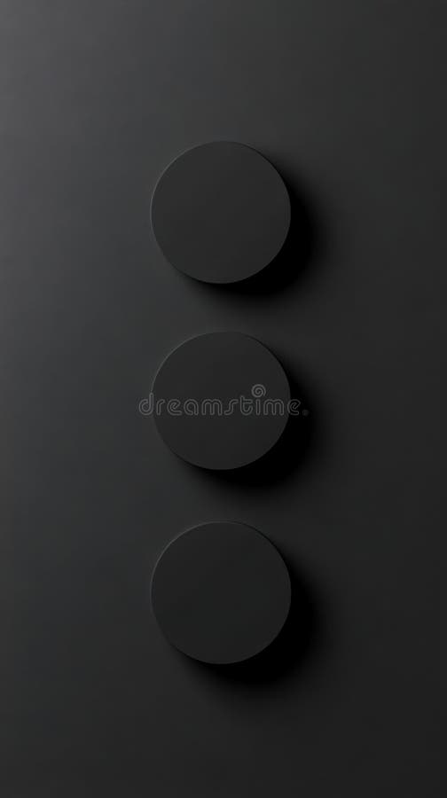 Three Black Round Buttons are Shown on a Black Background Stock ...