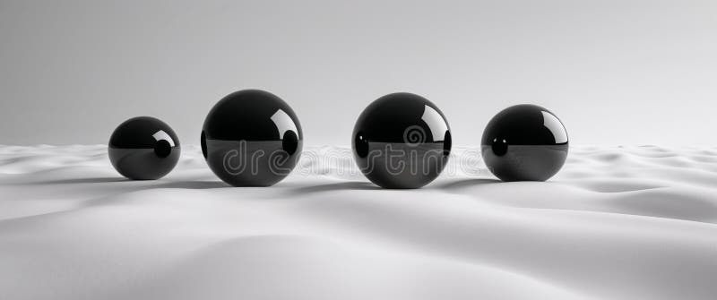 Three Black Round Objects are on a White Surface. Stock Image - Image ...