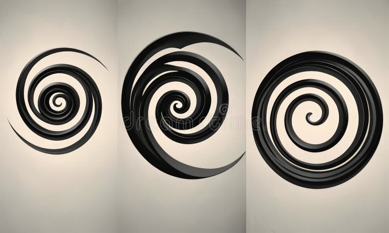 Three Black Spirals on White Wall Stock Illustration - Illustration of ...