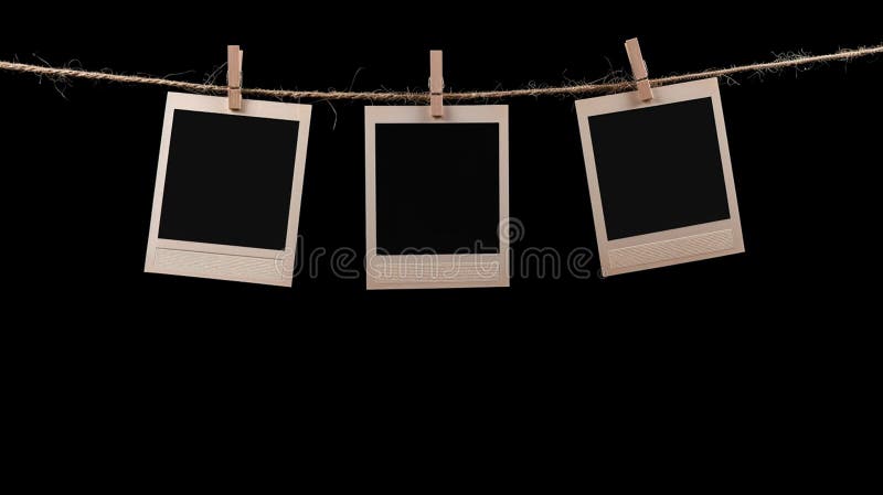 Three Black and White Photos Hanging on a String. Generative AI Stock ...