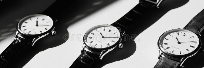 Vintage Black and White Watch Faces Displayed in a Flat Lay Arrangement ...