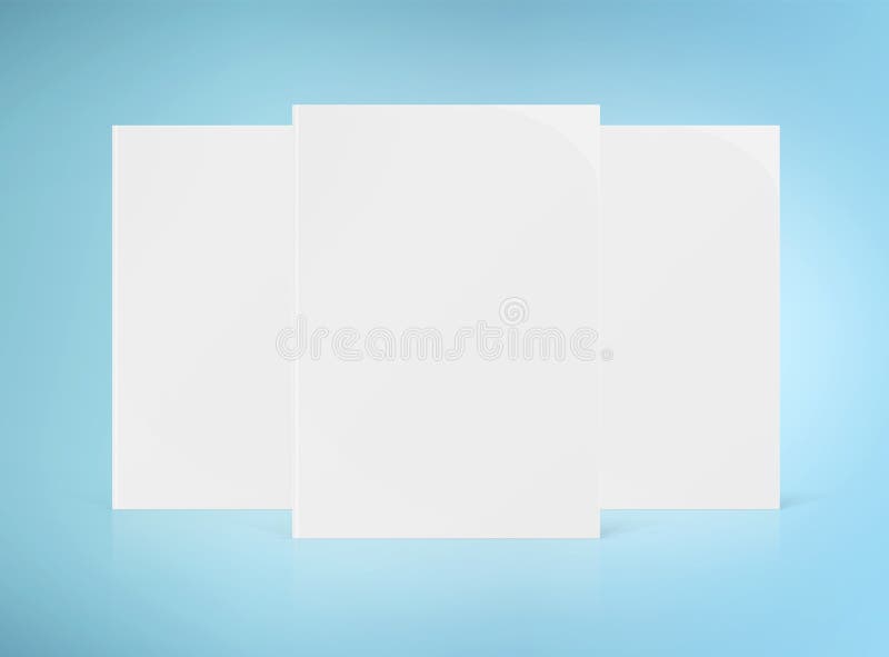 Three Blank A4 Book Hardcover Mockup Isolated on White 3D Rendering ...