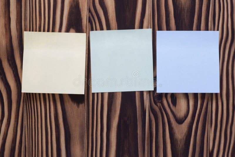 Three Blank Color Notes Sticked To Wooden Memory Board Stock Image ...