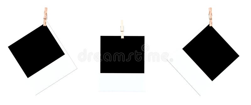 Three Blank Instant-photo Frames Clipped To a Thin String, Minimal ...