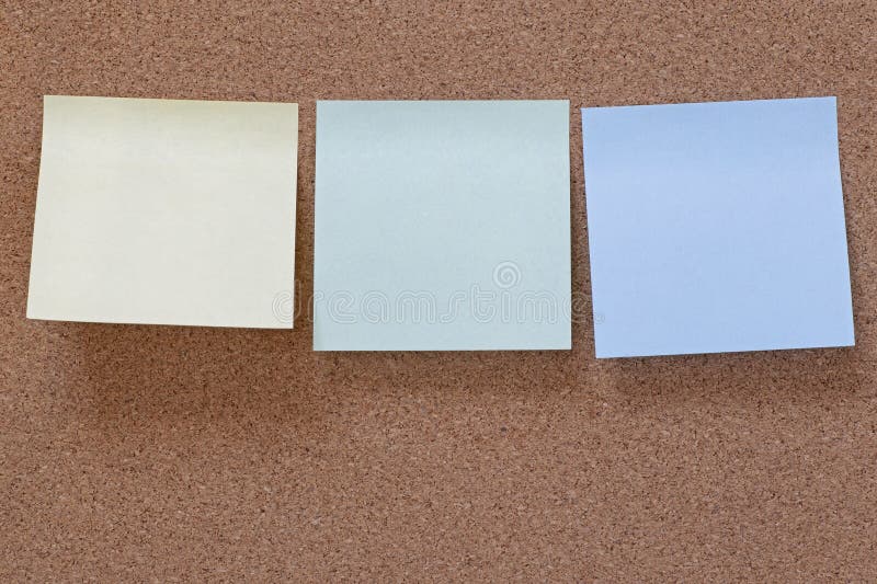 Three Blank Notes Sticked To Wooden Memory Board Stock Photo - Image of ...