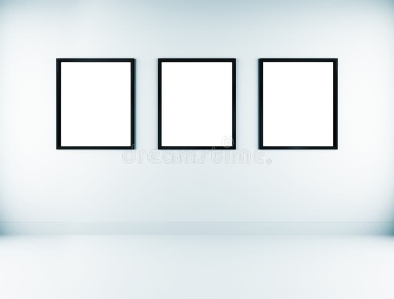 Three blank picture frames stock illustration. Illustration of indoor ...