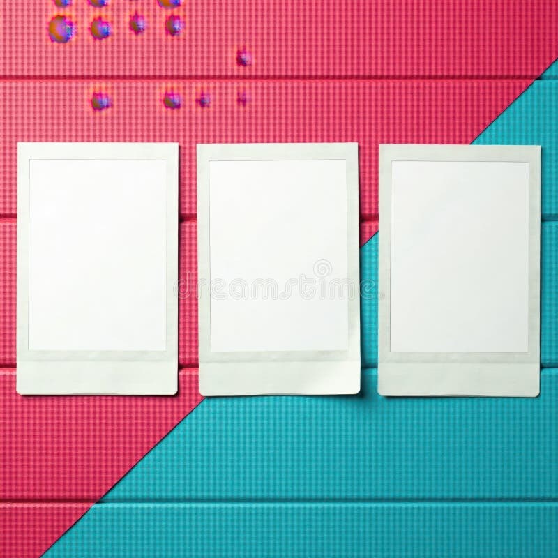 Three Blank Polaroid Frames on Vibrant Woodgrain Backdrop, Vintage ...