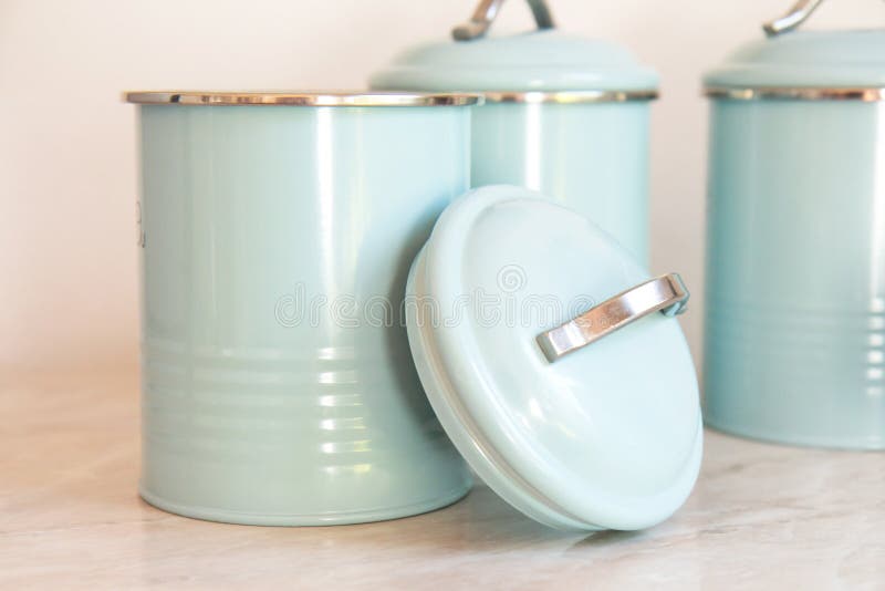 Three Blank Round Kitchen Containers Light Background Stock Photos ...