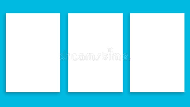 Three Blank Sheets of White A4 Format. on a Blue Background. Stock ...