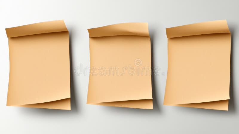 Three Blank Sticky Notes on Light Background for Design Use Stock ...