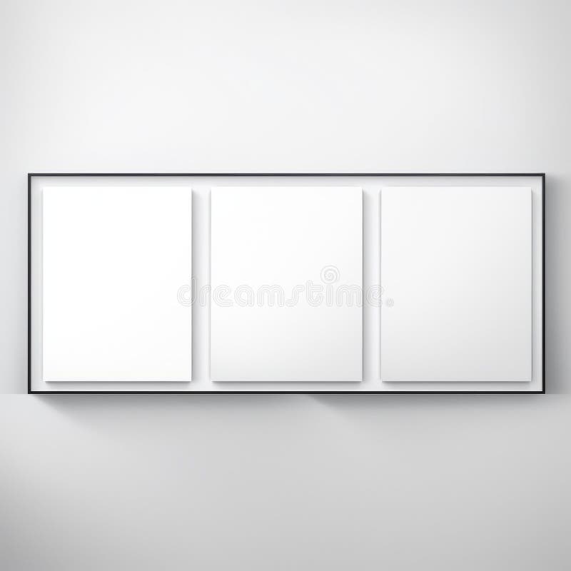 Three Blank White Frames Hanging on a Wall Stock Illustration ...
