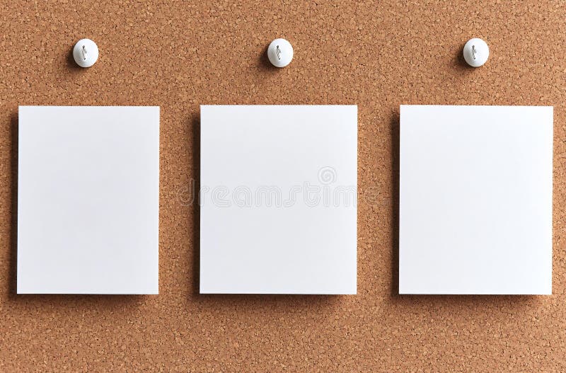 Three Blank White Notes on Corkboard Mockup High Quality Image Stock ...