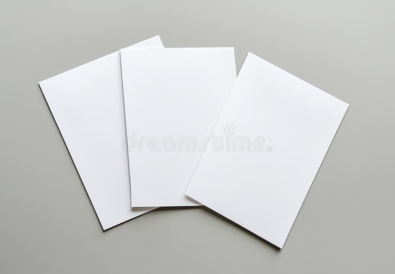 Three Blank White Papers on Gray Background Stock Illustration ...
