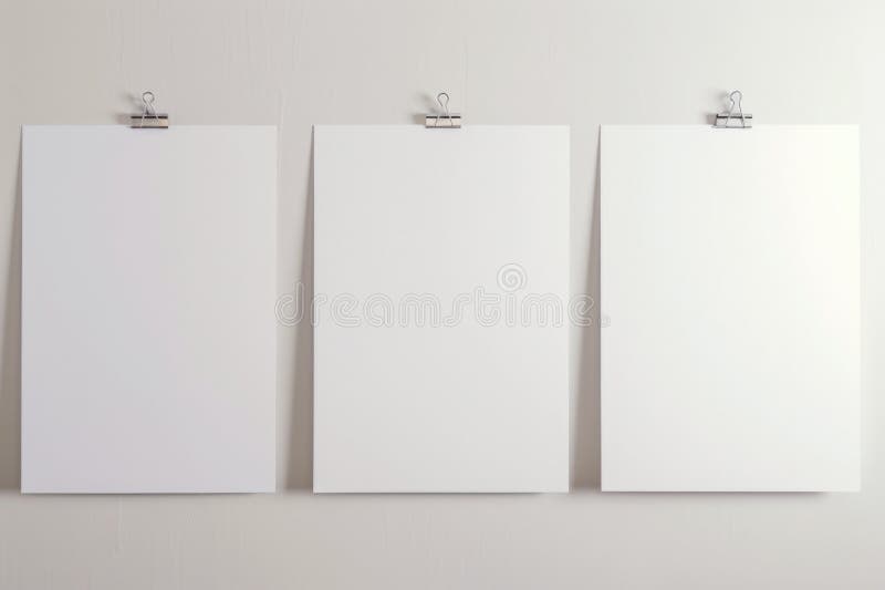 Three Blank White Posters Hanging on a Wall. Suitable for Advertising ...