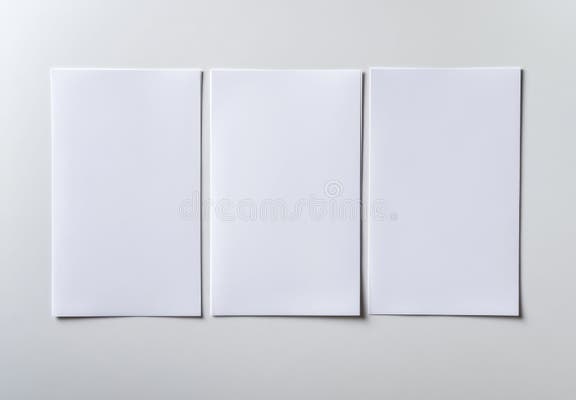 Three Blank White Rectangular Cards on White Background Stock ...