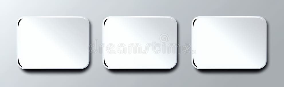 Three Blank White Square Buttons App Interface Website Template Modern ...