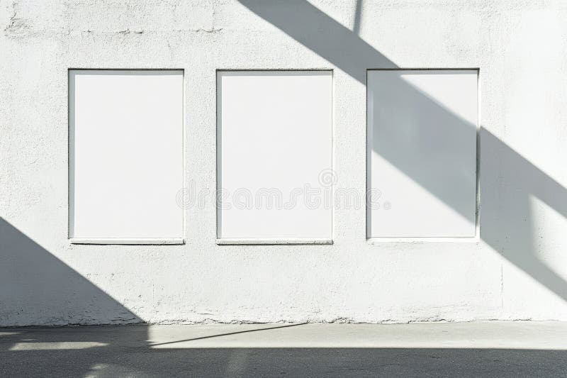 Three Blank White Vertical Rectangle Mockups with Diagonal Window ...