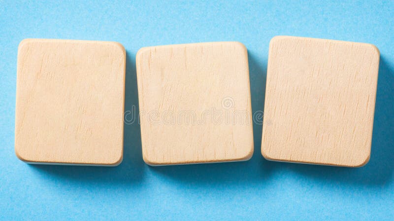 Three Blank Wooden Blocks on Blue Background Ideal for Text or Message ...