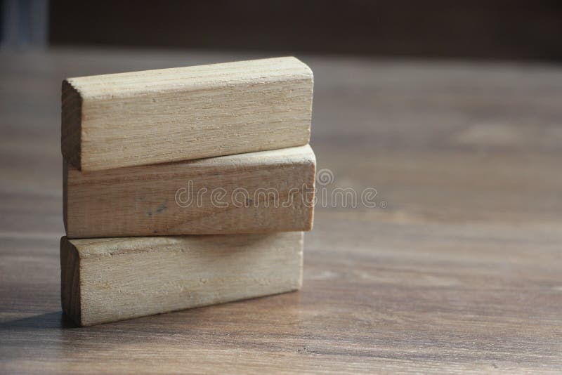 Three Blank Wooden Blocks on Wooden Table. Education Business Concept ...