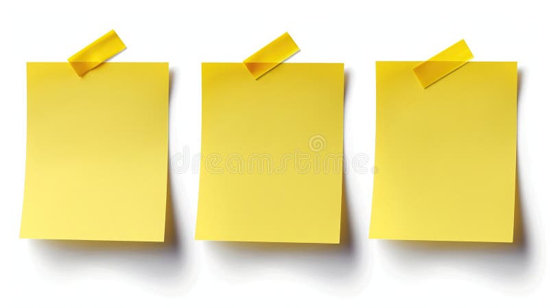 Three Blank Yellow Sticky Notes on a White Background with Shadows ...