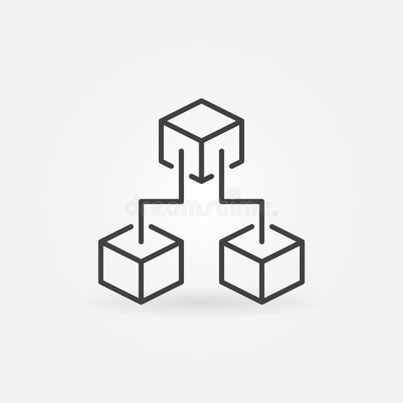 Three Blockchain Blocks Vector Concept Line Icon. Block-chain Symbol ...