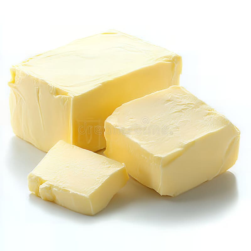 Three Blocks of Butter on a White Background Stock Illustration ...