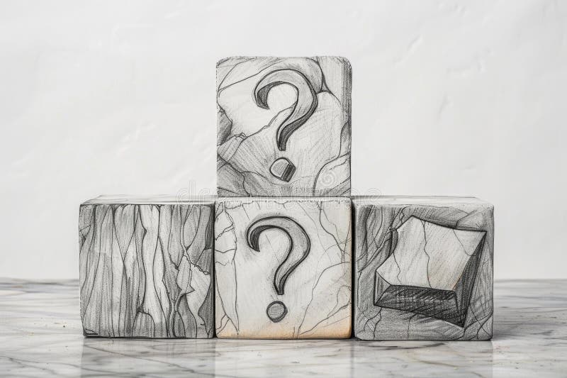 Three Blocks with Question Marks, Used for Brainstorming or Decision ...