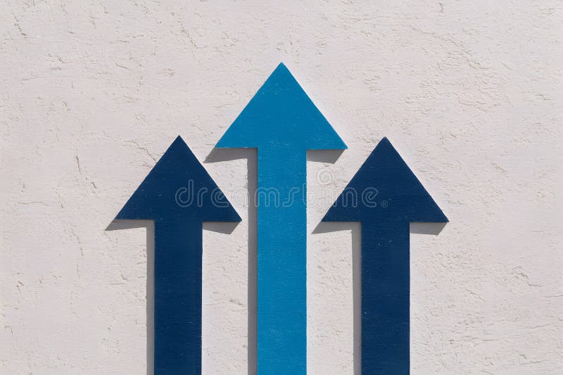 Three Blue Arrows Converge on White Background, Symbolizing Progress ...