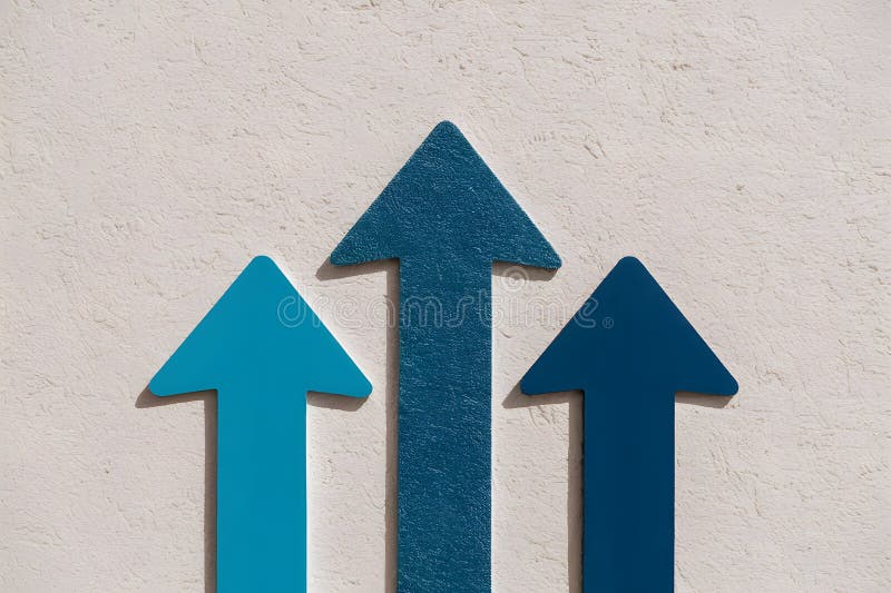 Three Blue Arrows Converge on White Background, Symbolizing Progress ...