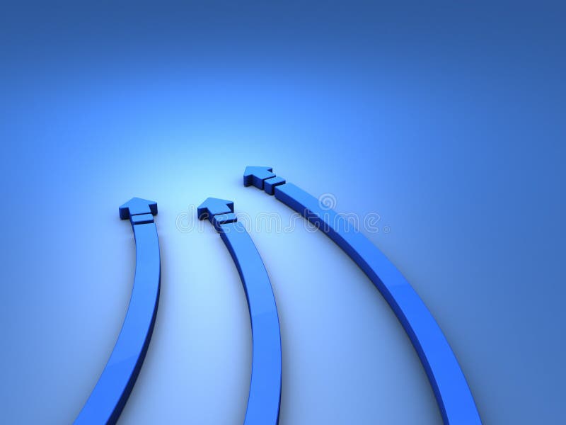 Three Blue Arrows Gradually Turning To the Left. Stock Illustration ...