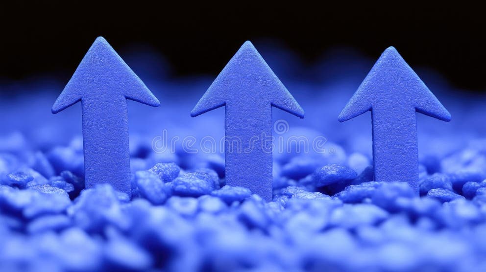 Three Blue Arrows Pointing Upward on Pebble Surface Symbolizing Growth ...