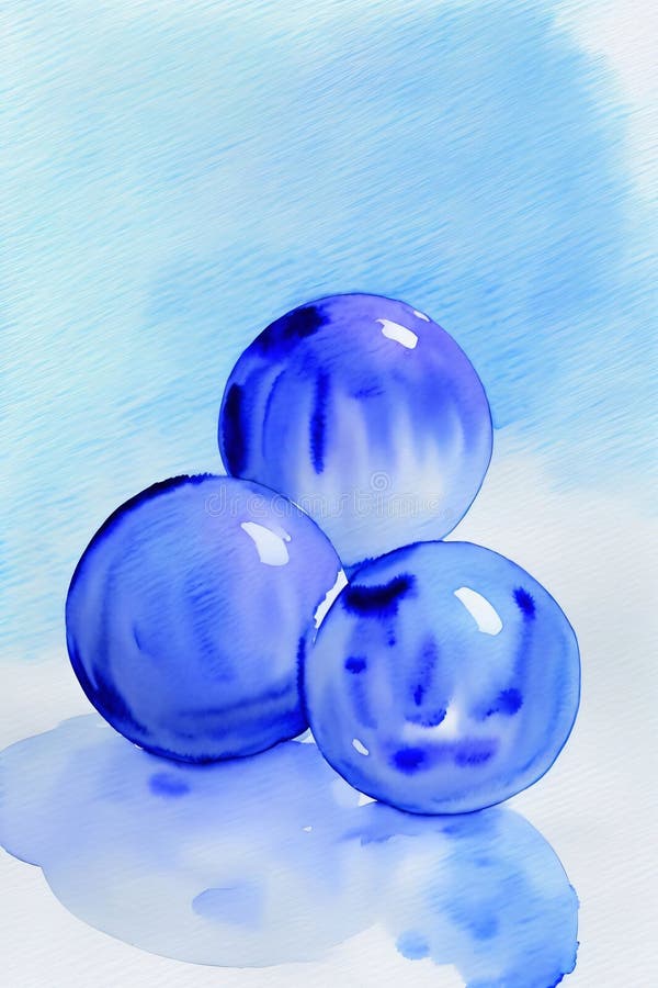 Three Blue Balls Sitting on Top of a Table. Generative AI Stock ...
