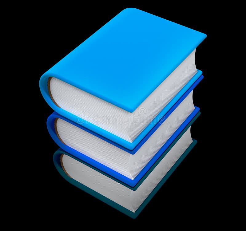 Three Blue Books in a Stack Isolated on Black Stock Illustration ...
