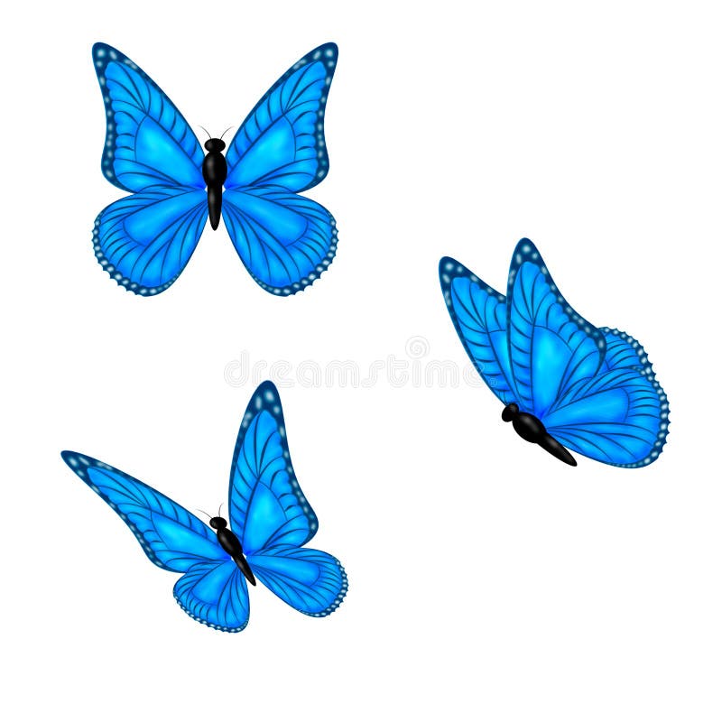 Blue Butterflies on Sunny Sky Stock Vector - Illustration of decorative ...