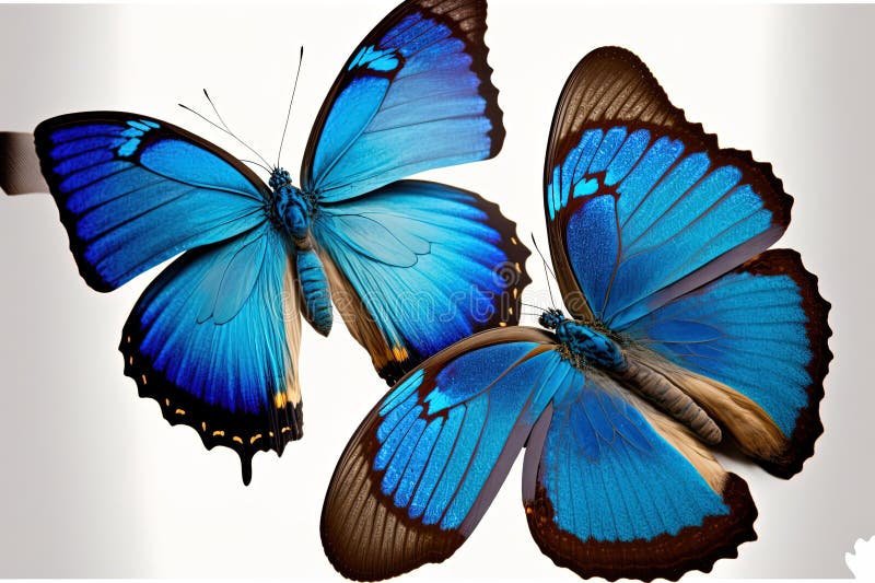 Three Blue Butterflies on White Background Stock Illustration ...