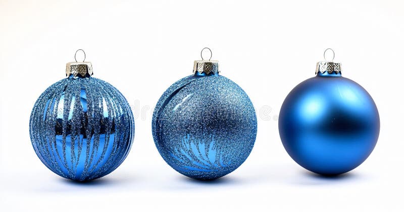 Three Blue Christmas Ornaments White Background High Quality Image ...
