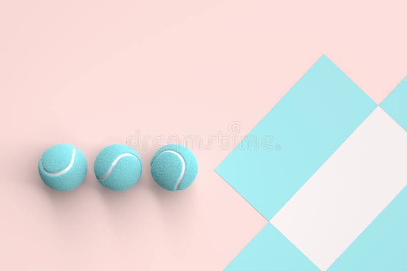 Three Blue Colored Tennis Balls on Pink Background. Abstract 3D ...