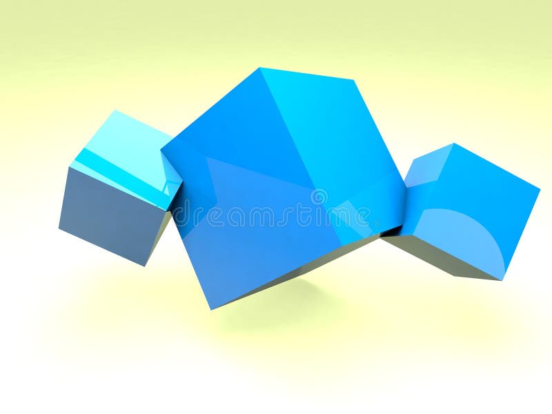 Three 3 blue cubes 3d stock illustration. Illustration of design - 71511112