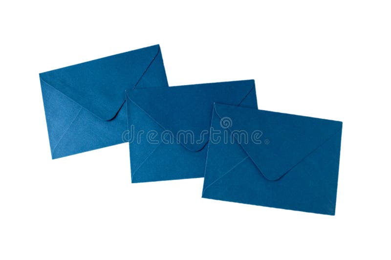 Two Blue Envelopes on a Yellow Background. Flat Lay Stock Image - Image ...