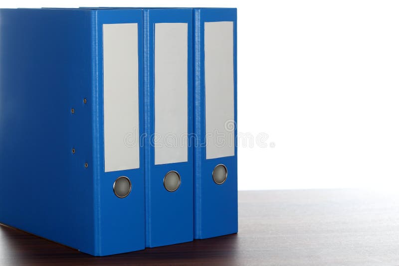 Three blue file folders stock image. Image of label, order - 70766229