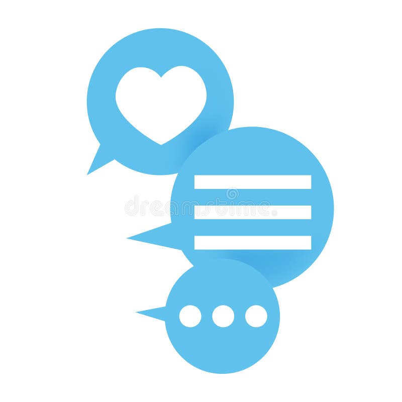 Three Blue Icons with Message and Like Stock Vector - Illustration of ...