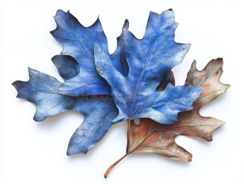 Three Blue Oak Leaves on White Background Stock Illustration ...