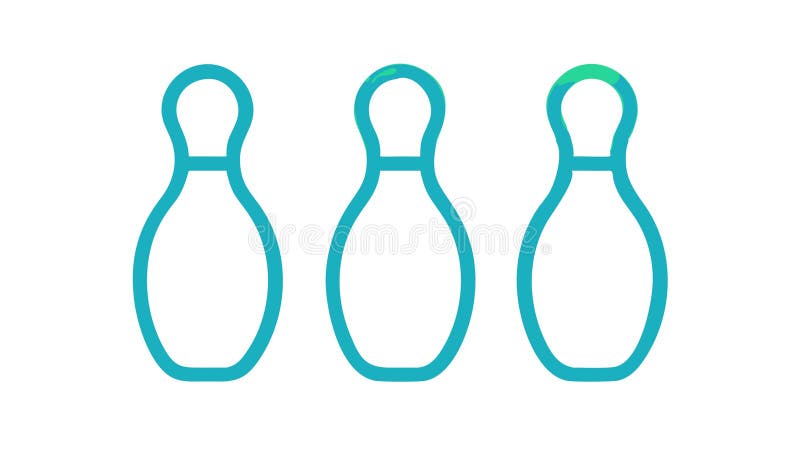 Three Blue Outline Bowling Pins for Sport Game , Vector Design ...