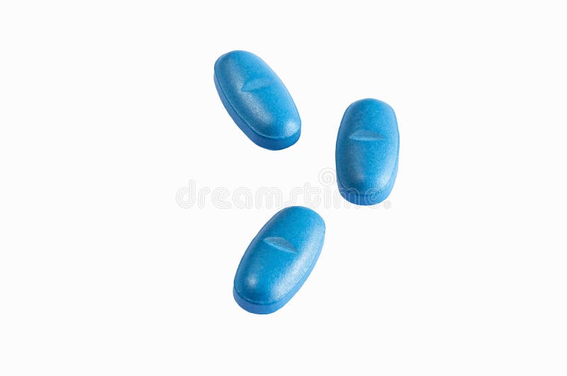 View of Three Blue Pills on White Background Stock Image - Image of ...