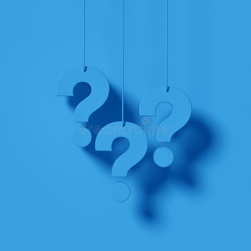 Three Blue Question Marks in Front of a Blue Wall Background. FAQ ...