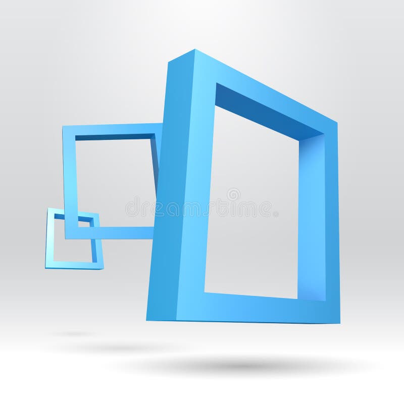 Two Blue Rectangular 3D Frames Stock Vector - Illustration of ...
