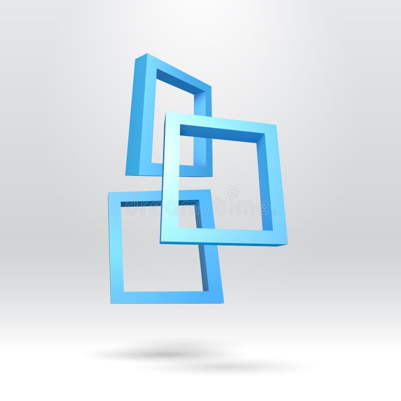 Three Blue Rectangular 3D Frames Stock Vector - Illustration of ...